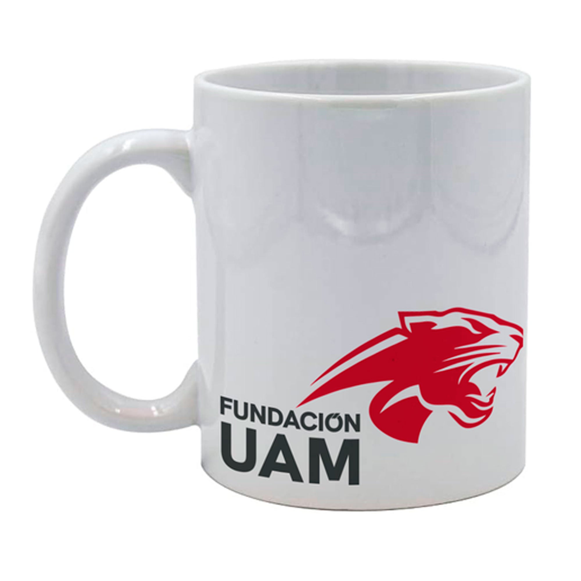 TAZA BLANCA CON ROJO FUNDACIÓN UAM – Tienda Fundacion UAM